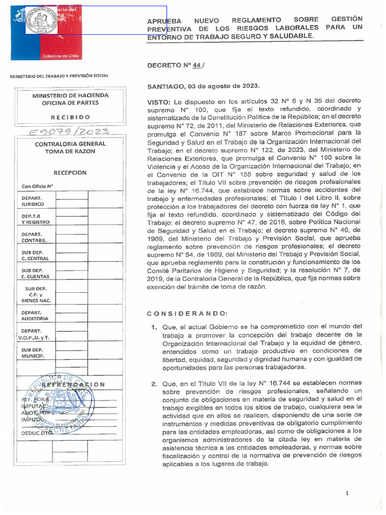 Decreto 44 Reglamento Gestion Preventiva RL | PDF Decreto 44 Reglamento Gestion Preventiva RL | PDF