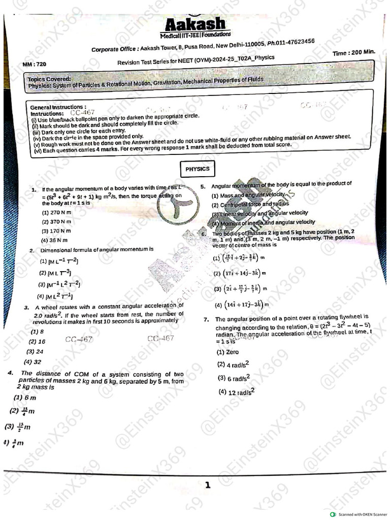 Oym Rts 2 Physics Code A QP | PDF