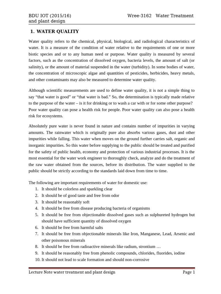 Water Quality | PDF | Technology & Engineering