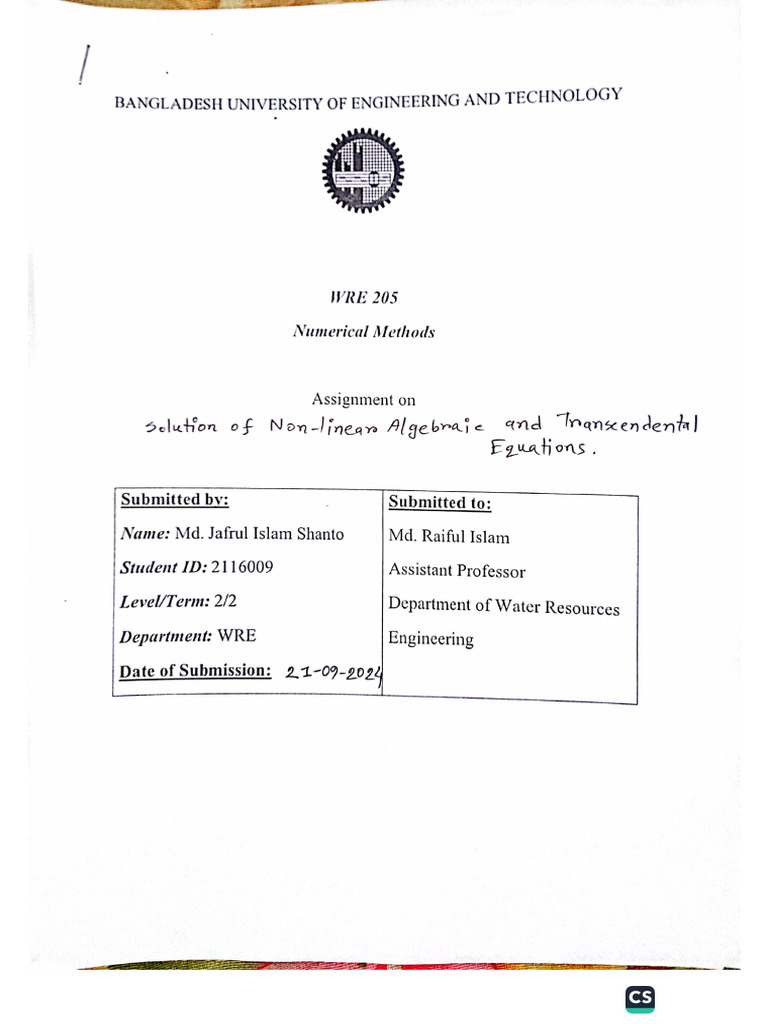 WRE 205 (Assignment 1) | PDF