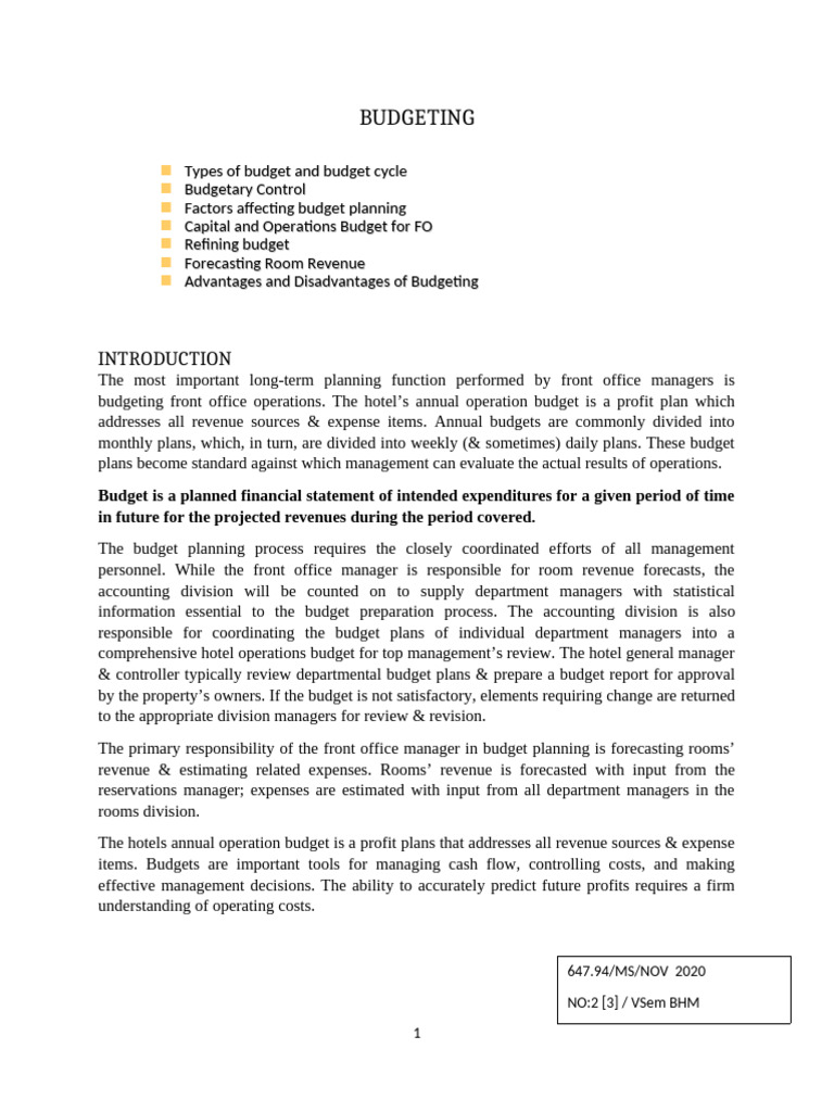 Budgeting 1 | PDF
