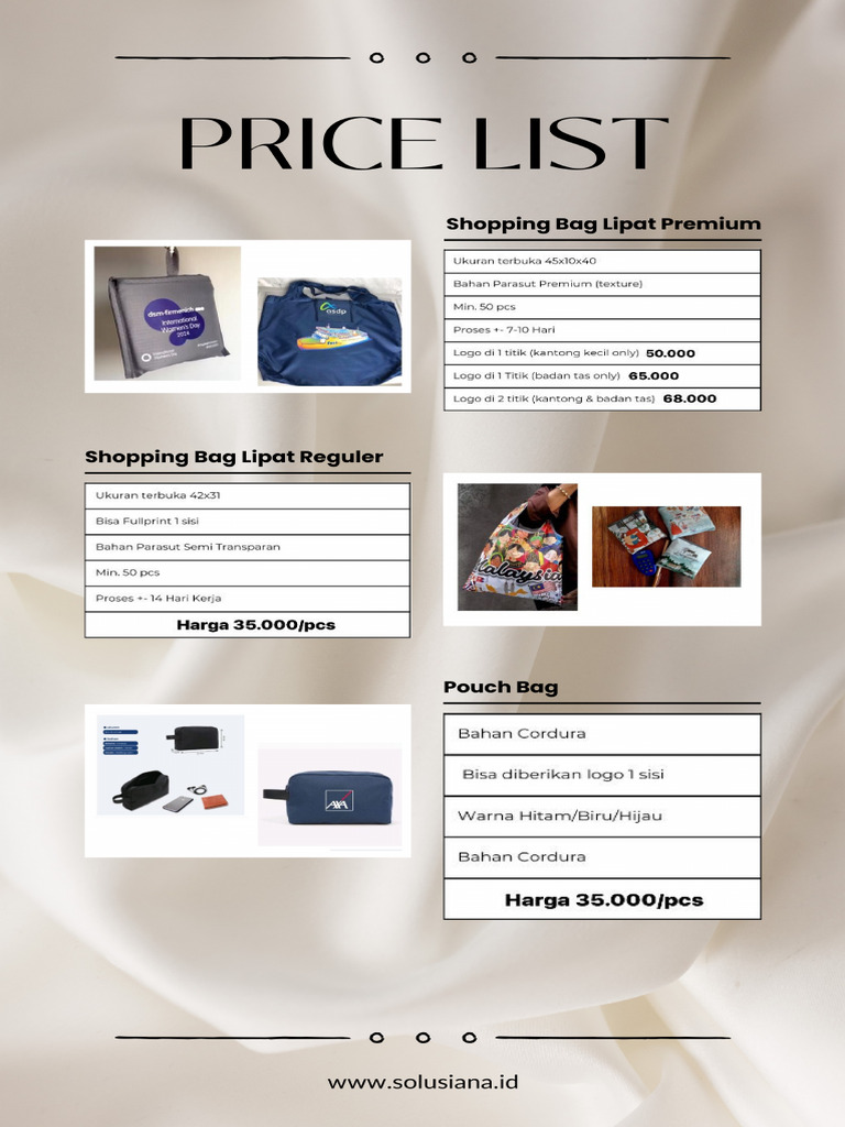 Pricelist Katalog Solusiana | PDF