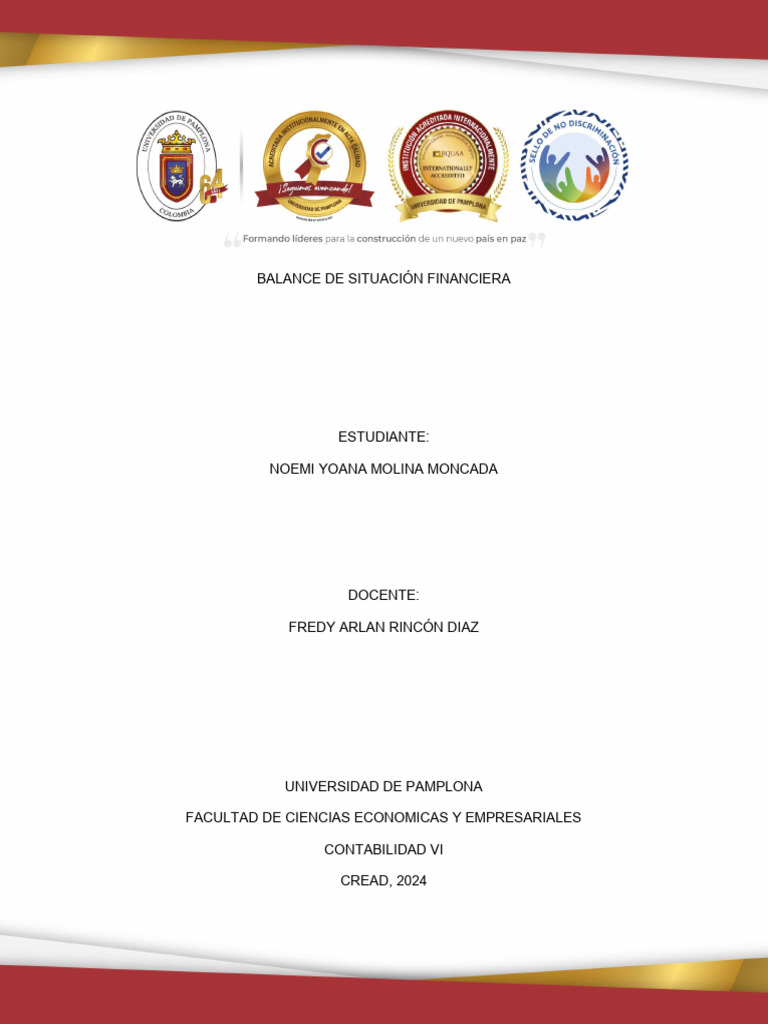 Balance de Situación Financiera - Noemi Molina | PDF | Negocios ...