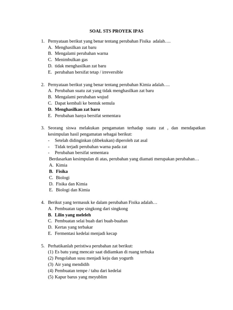 Soal STS Proyek Ipas | PDF