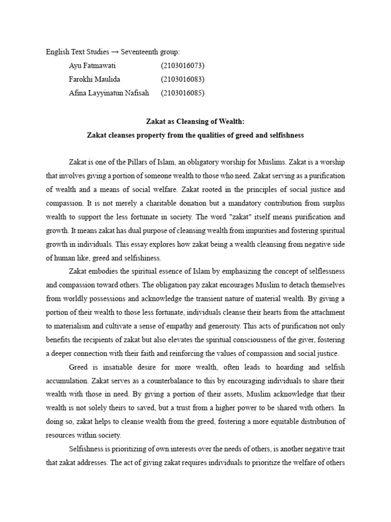 Zakat As Cleansing of Wealth | PDF