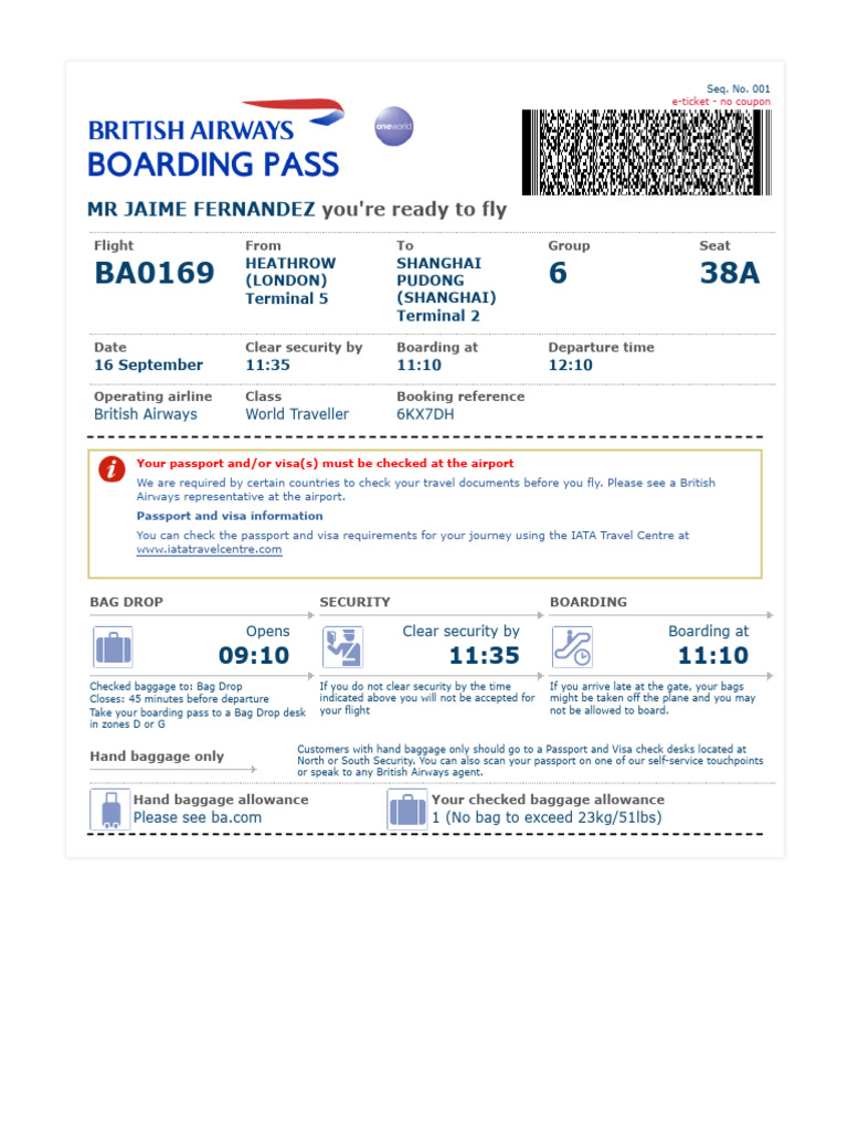 Boarding LND To SHG | PDF