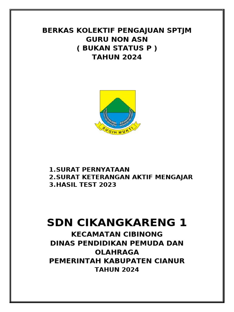 Cover Berkas Kolektif Pengajuan SPTJM | PDF