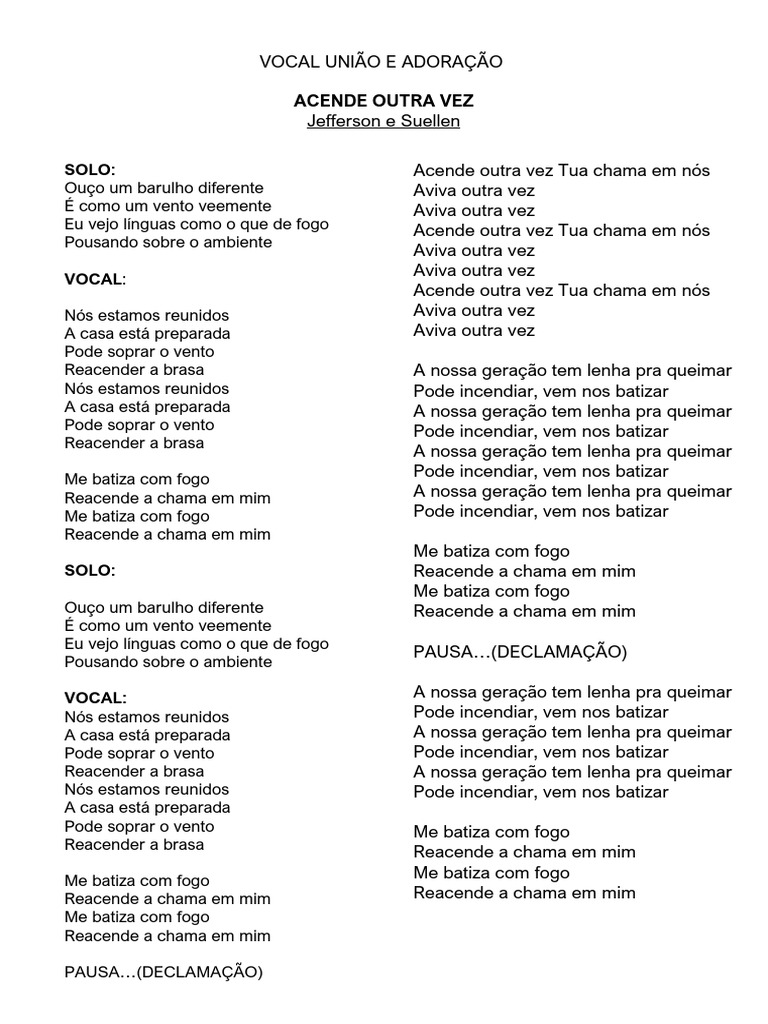 Acende Outra Vez - Letra | PDF