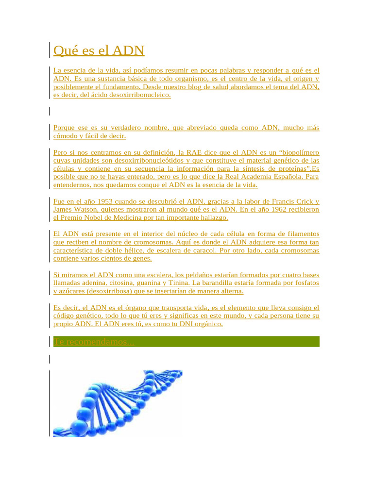 Qué es el ADN | PDF