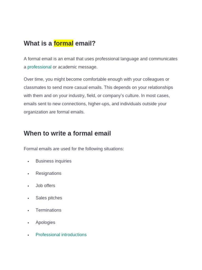 FORMAL EMAIL | PDF