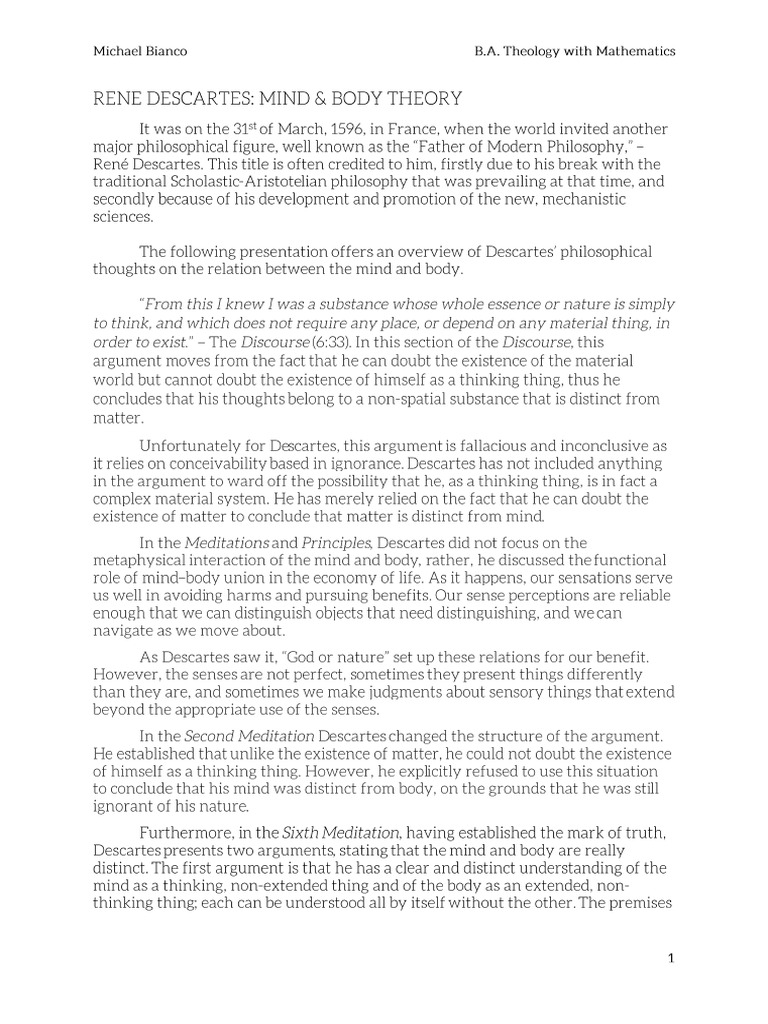 Descartes_Mind_and_Body_Theory | PDF