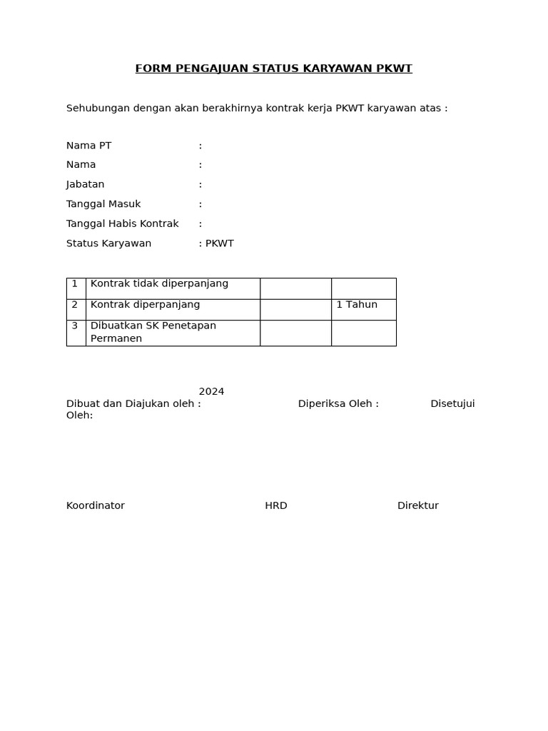 Form Pengajuan Status Karyawan | PDF