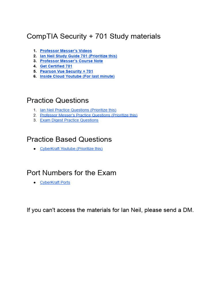 CompTIA Security - 701 Study Materials | PDF