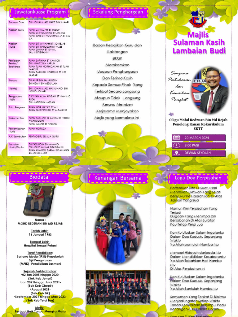 Majlis Persaraan - Tema Floral1 CKG Wannnn | PDF