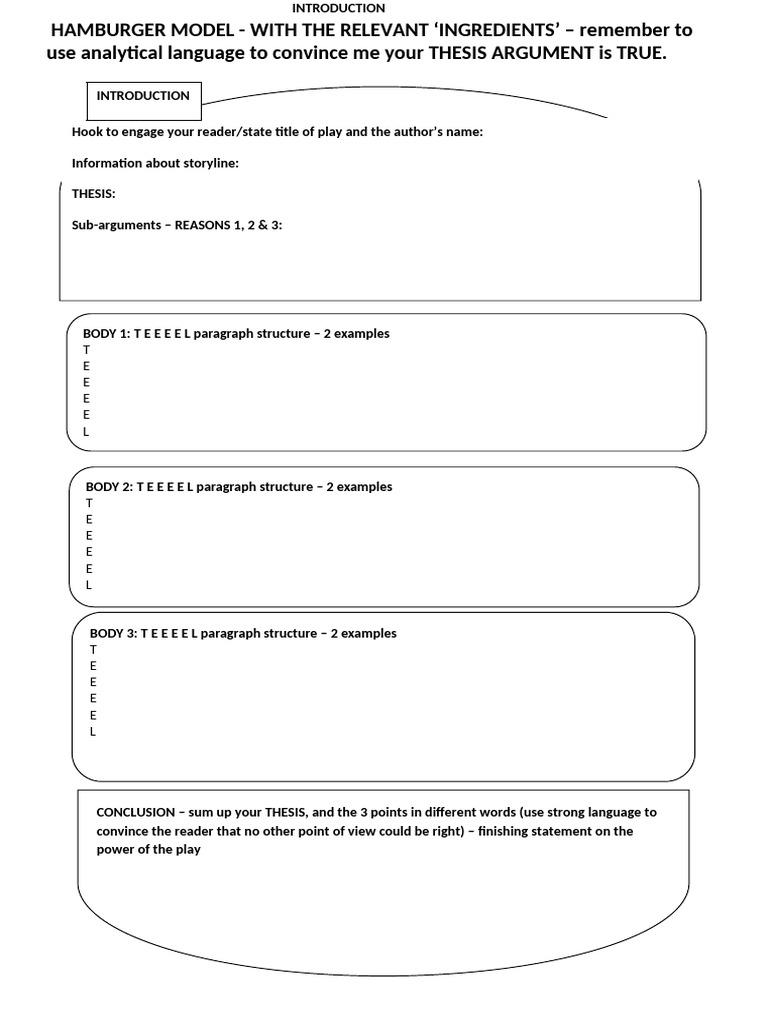 Hamburger Blank Model | PDF