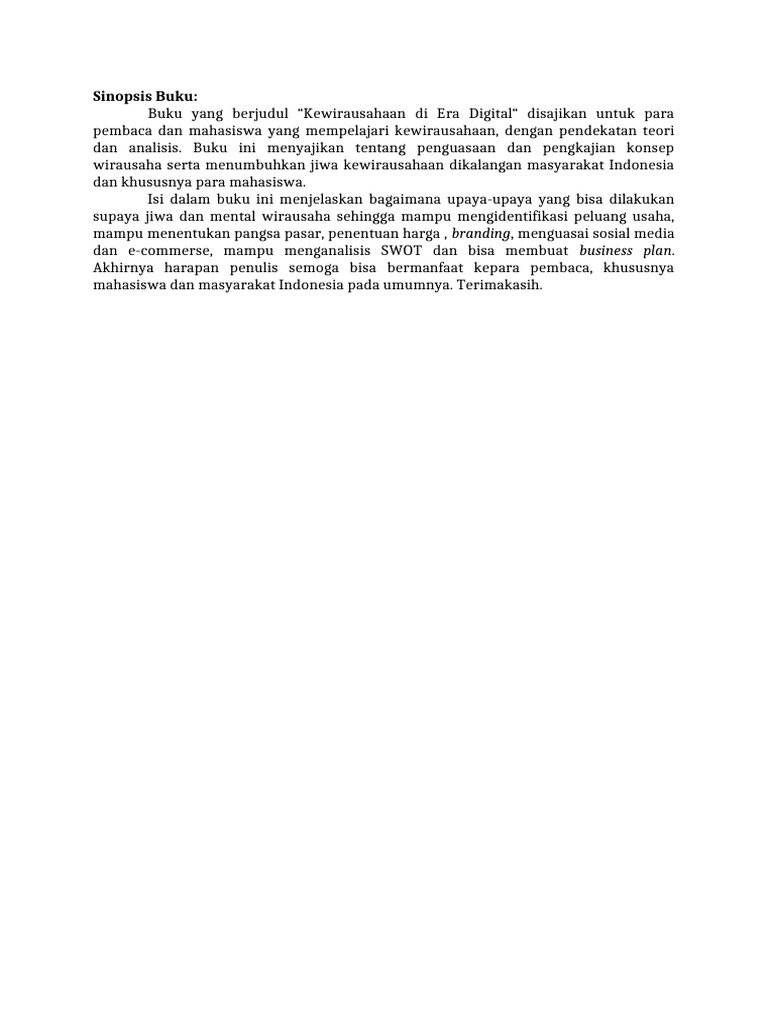Sinopsis Buku | PDF