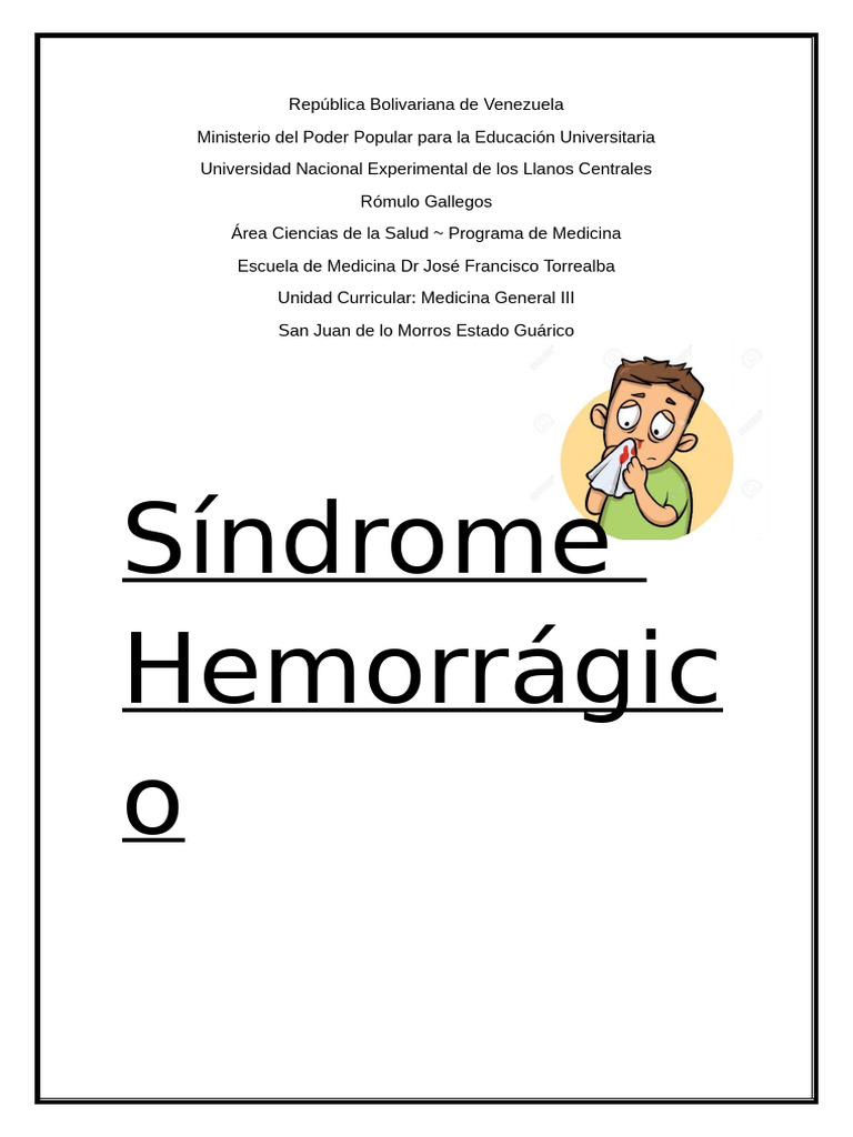 Síndrome Hemorrágico: Diagnóstico y Tratamiento | PDF | Salud y ...