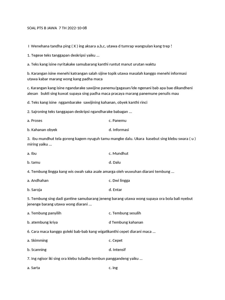 PTS ! B Jawa 7 2023 | PDF