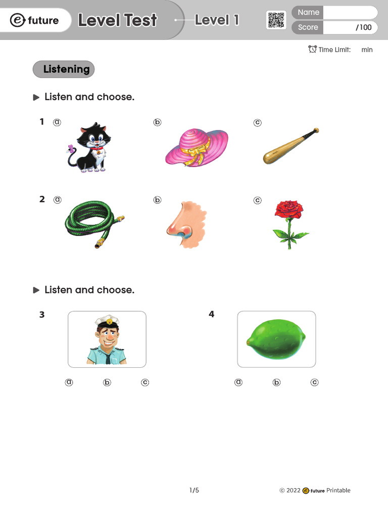 Level Test_Level 1 | PDF