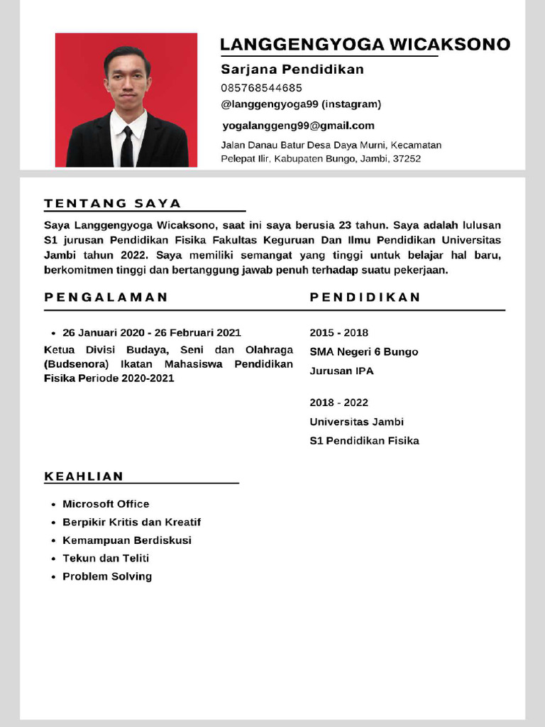 Langgengyoga Wicaksono CV | PDF