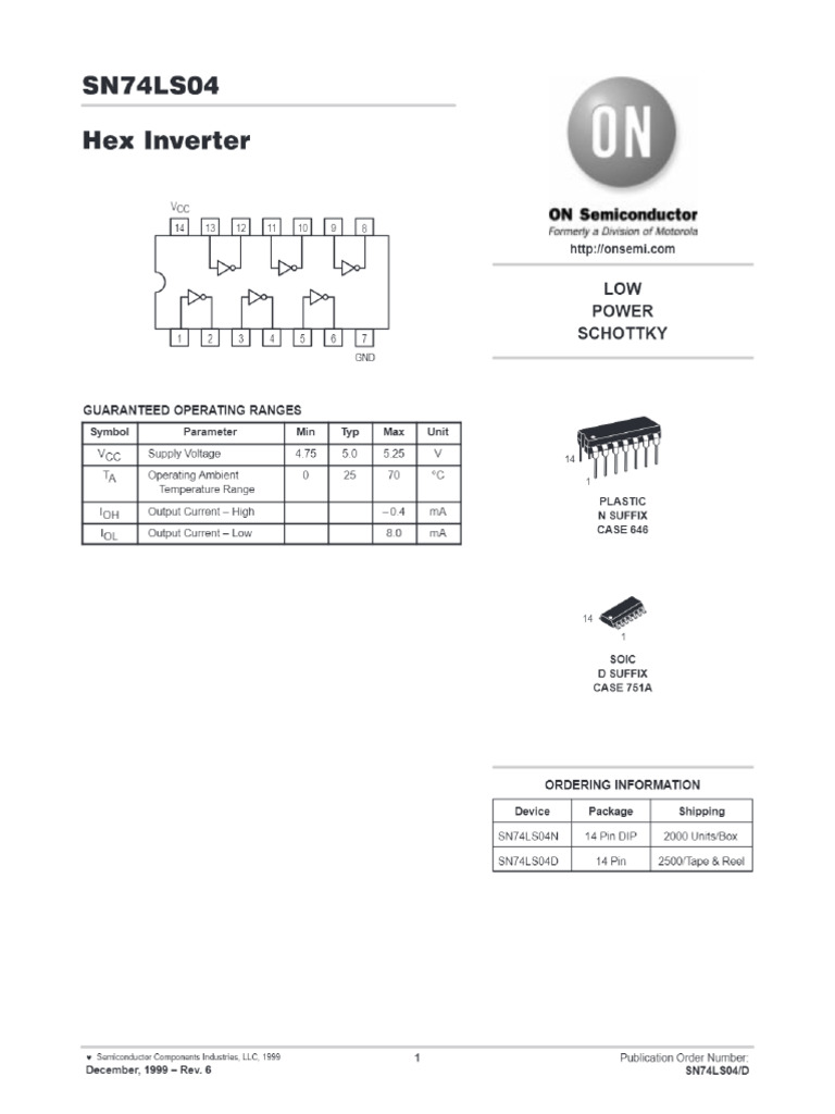 SN74LS04 PDF, SN74LS04 Description, SN74LS04 Datasheet, SN74LS04 View - ALLDATASHEET | PDF