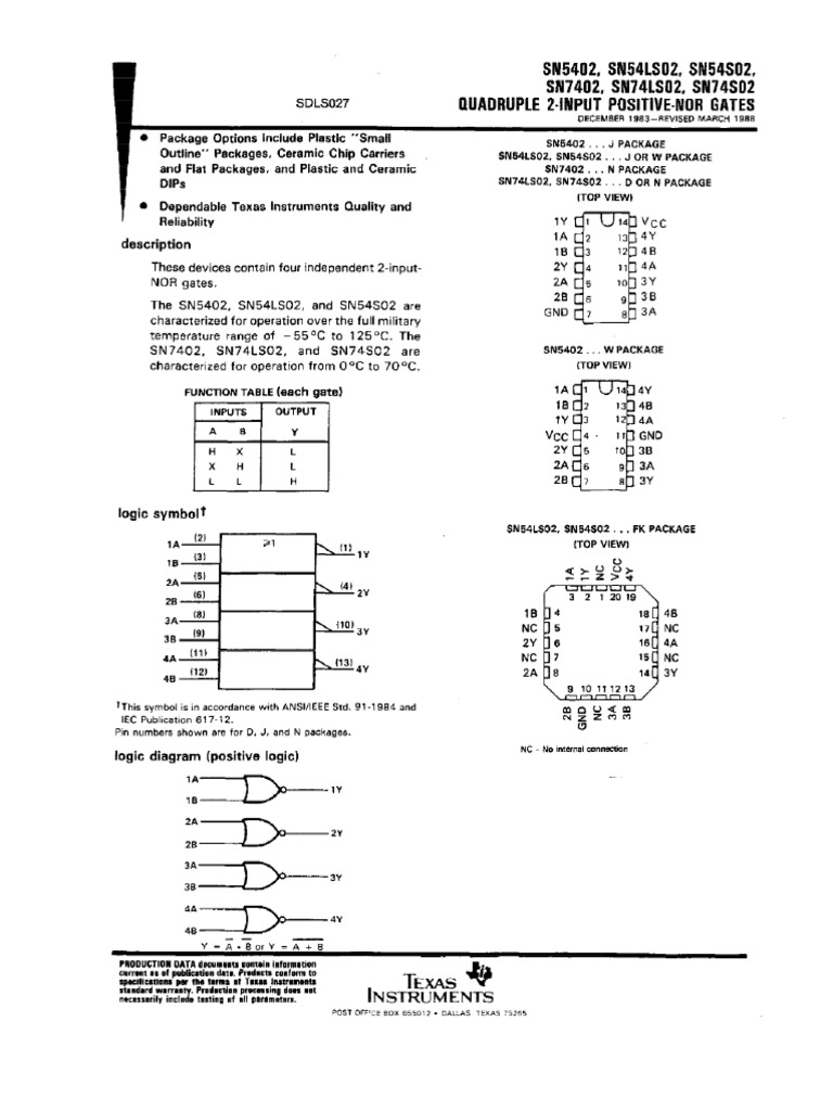 SN74LS02 PDF, SN74LS02 Description, SN74LS02 Datasheet, SN74LS02 View ...