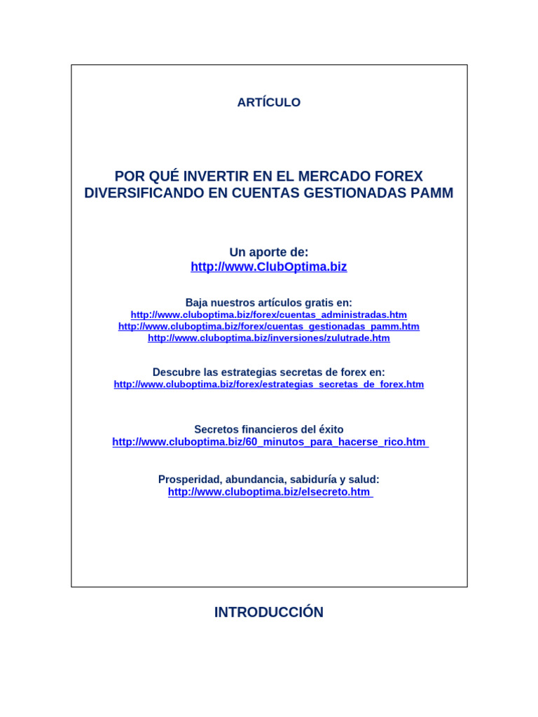 Cuentas PAMM Gestionadas Con Alpari NZ | PDF
