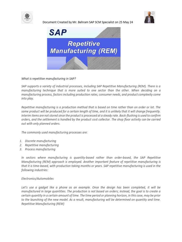 Repetitive Manufacturing in SAP S - 4HANA | PDF | Computers