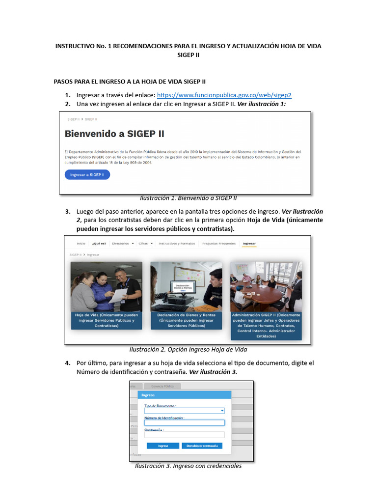 Instructivo No. 1 SIGEP II | PDF