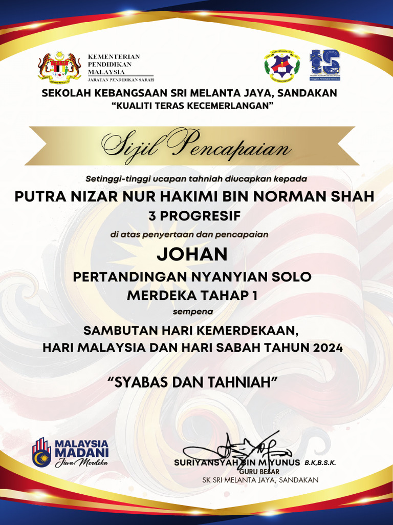 Sijil Merdeka SKSMJ 2024 | PDF