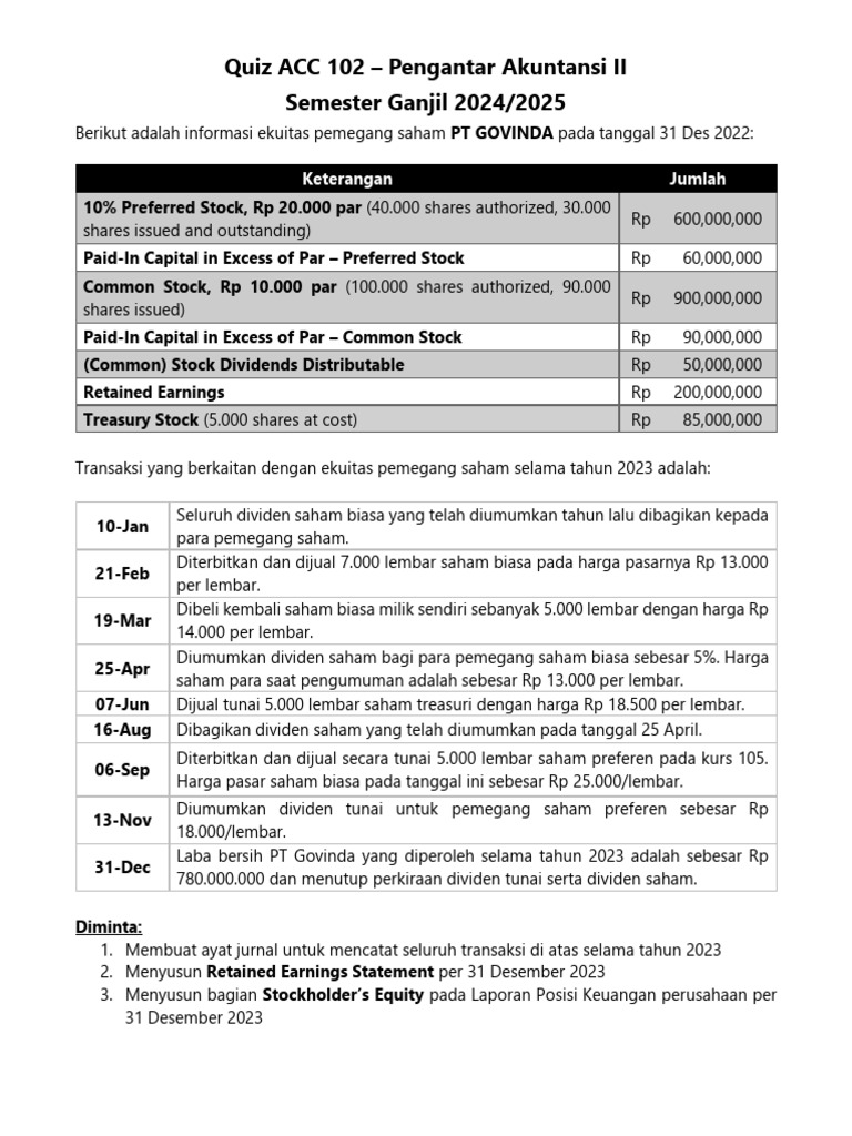 SOAL QUIZ Ch.13 - Corporations) | PDF
