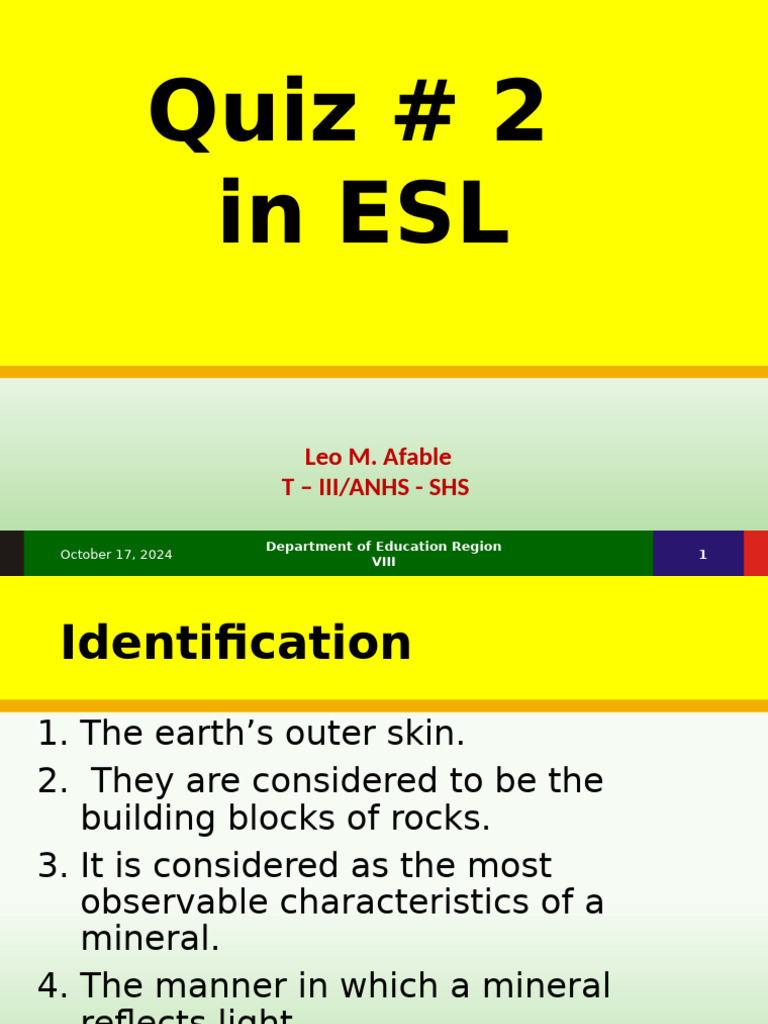 ESL Quiz # 2 | PDF