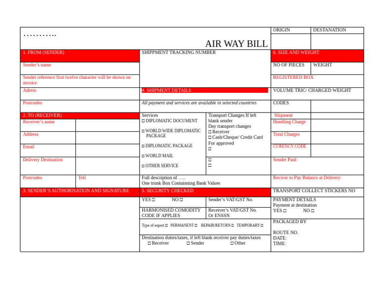 Air Way Bill | PDF