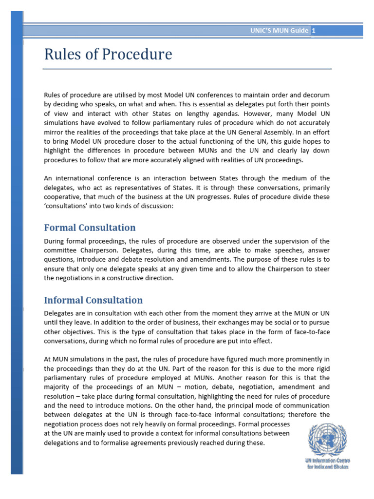 Rules of Procedure: Formal Consultation | PDF