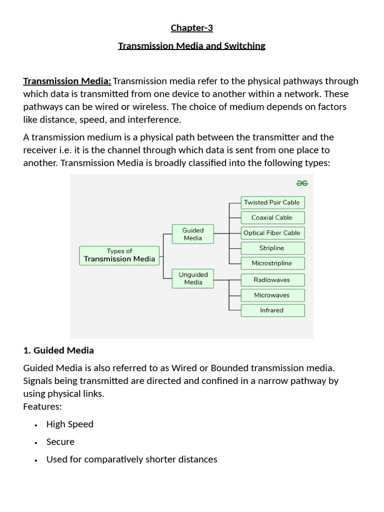 Chapter-3 (Transmission Media and Switching) | PDF