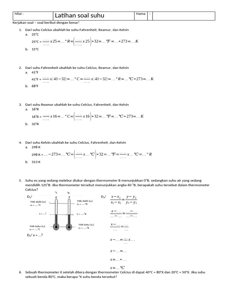 Latihan Soal Konversi Suhu Kelas 7 | PDF
