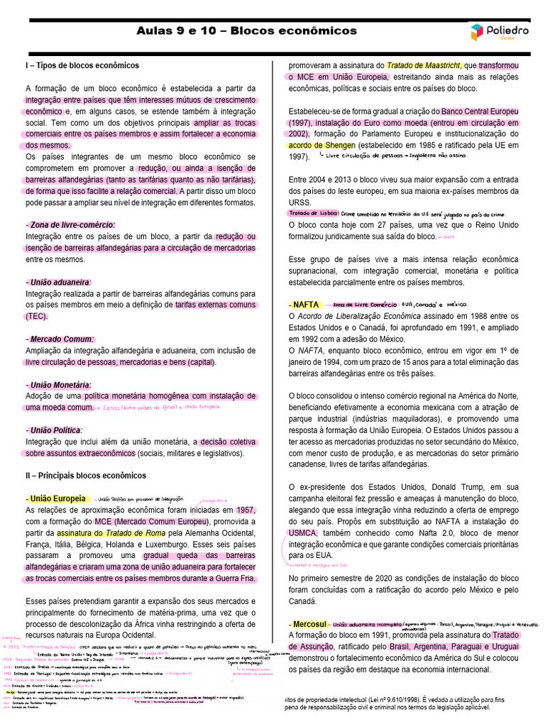 Blocos Econômicos Aulas 9 e 10 | PDF