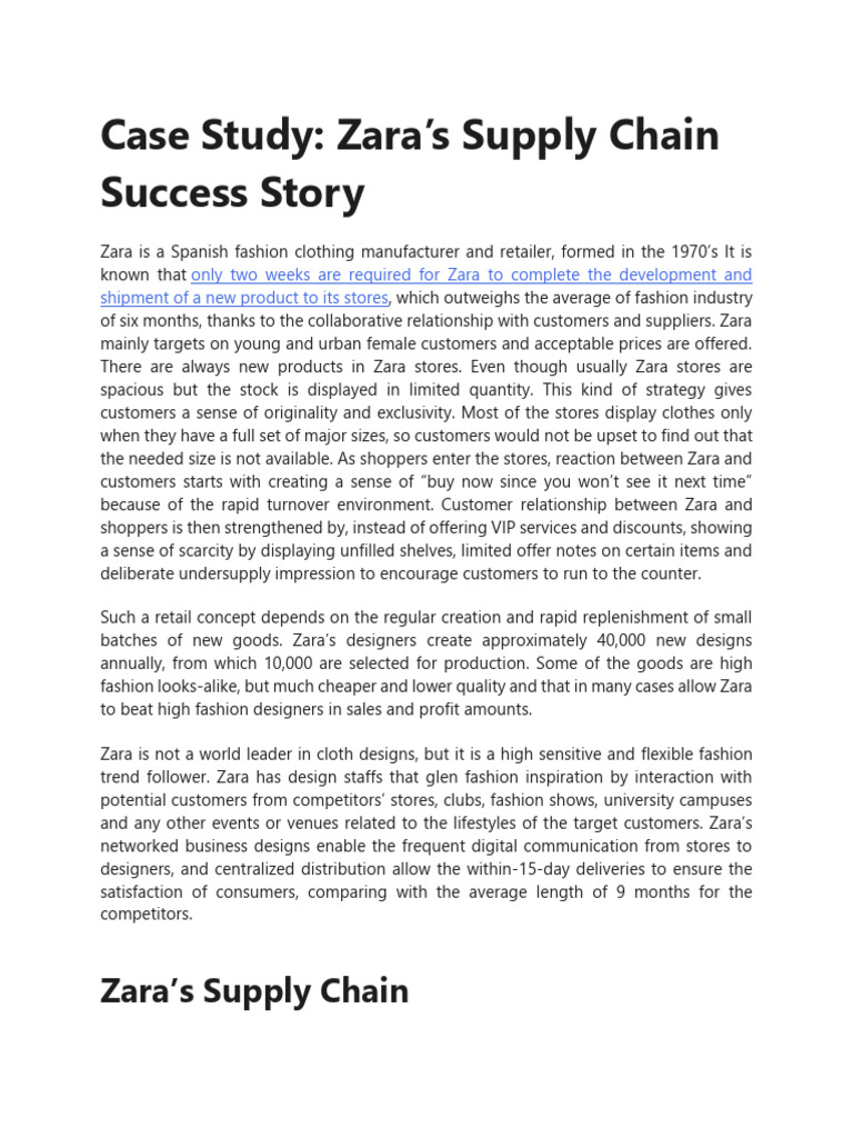 Case Study - SCM's Zara | PDF