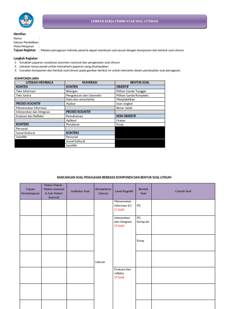 LK 2 Pembuatan Soal Literasi | PDF