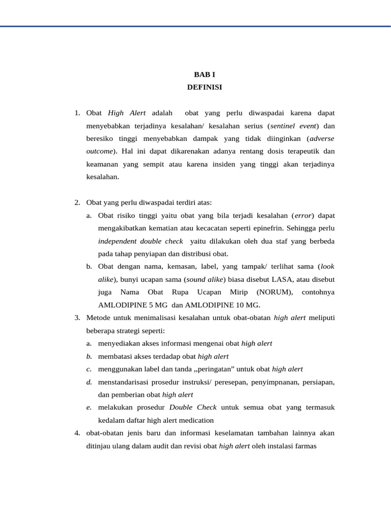 Panduan Obat High Alert | PDF