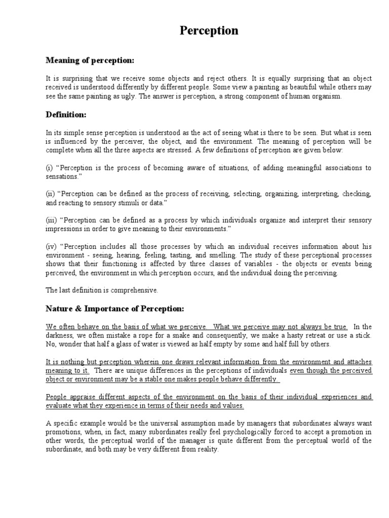 Perception | PDF | Perception | Stimulus (Physiology)