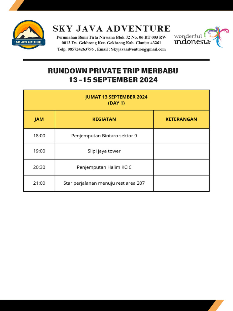 Rundown Private Trip | PDF