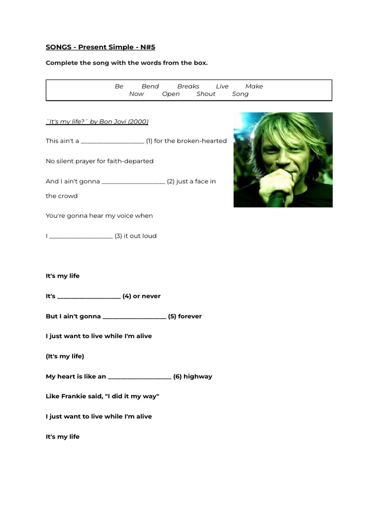 SONGS - Present Simple - N#5 | PDF