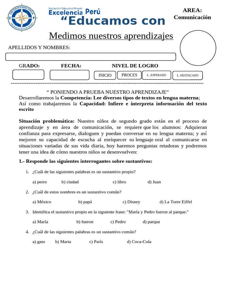 Examen de Comunicacion 2do Grado II Bimes | PDF