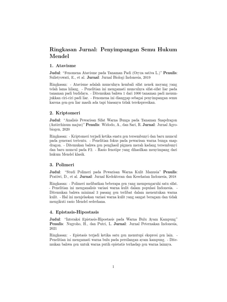 Ringkasan-Jurnal-Penyimpangan-Mendel 2 | PDF