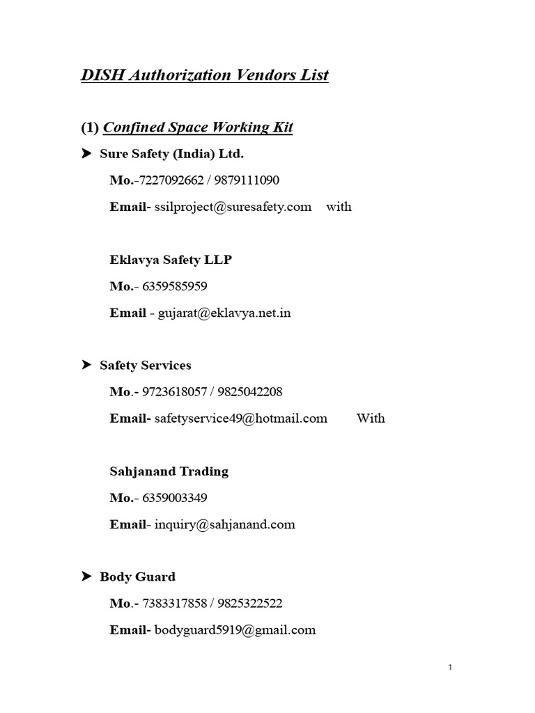 DISH Authorisation Vendors 1 | PDF