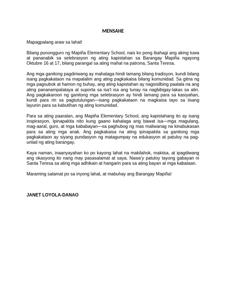 Fiesta message | PDF