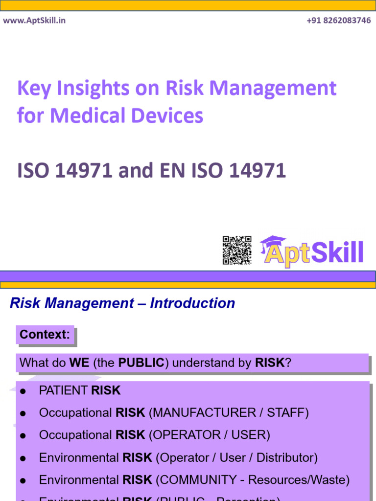 Medical Devices Risk Management Handout by AptSkill 1728982330 | PDF