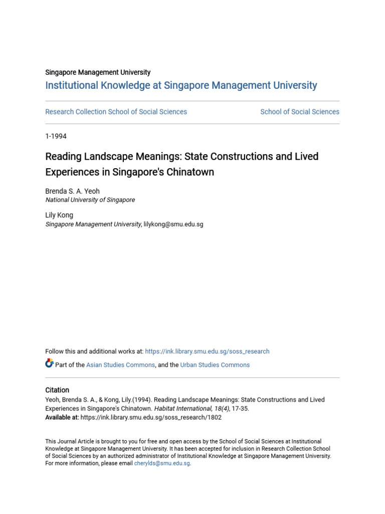 Reading Landscape Meanings - State Constructions and Lived Experie | PDF