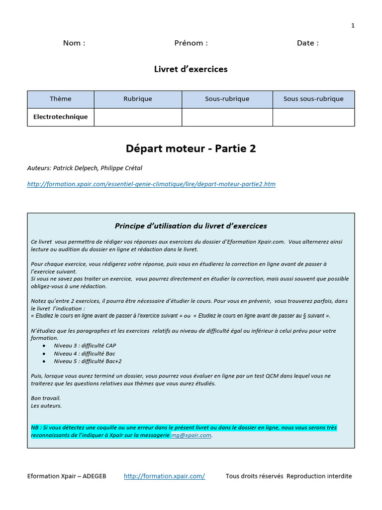 Questions Depart Moteur Partie2 | PDF